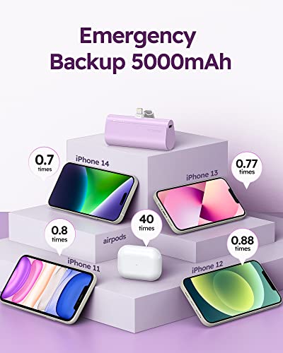 VEGER Mini Portable Charger for iPhone, 5000mAh 20W PD Fast Charging Battery Pack, Cordless Portable External Backup Charger Compatibel with iPhone 14, 13, 12, Airpods