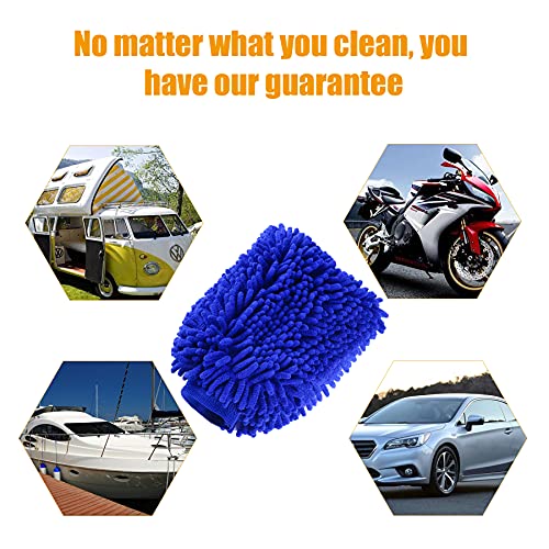 UYYE Chenille Car Wash Mitt of Car Interior and Exterior Accessories, Ultra Absorbent Microfiber Mitt for Cars, Trucks, SUV, Boat & Motorcycle, Blue( 1-Pack, Extra Large