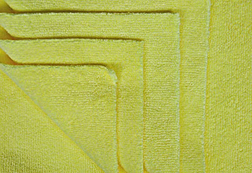 Detailer's Preference Edgeless Microfiber Cleaning Cloths – Bulk Car Detailing Towels for Washing and Drying (300 GSM, 12 x 12 Inches, Yellow, 50 Pack)