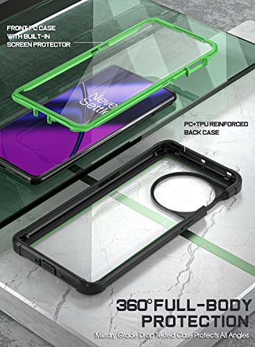 Poetic Guardian Case for OnePlus 11 5G 6.7" (2023) [20 FT Mil-Grade Drop Tested], Full-Body Hybrid Shockproof Bumper Cover with Built-in Screen Protector, Green/Clear