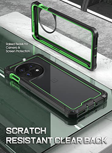 Poetic Guardian Case for OnePlus 11 5G 6.7" (2023) [20 FT Mil-Grade Drop Tested], Full-Body Hybrid Shockproof Bumper Cover with Built-in Screen Protector, Green/Clear