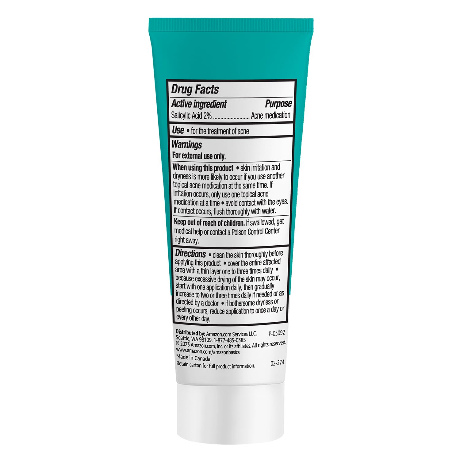 Amazon Basics Advanced Blemish Spot Treatment with 2% Salicylic Acid Acne Medication, 0.75 Fluid Ounces, 1-Pack