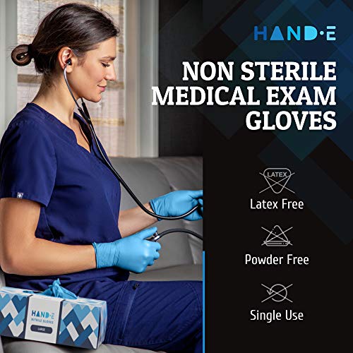 Hand-E Touch Disposable Blue Nitrile Gloves X Small 1000 Count - Latex Free Gloves, Powder Free, Medical Exam, Cooking