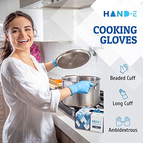 Hand-E Touch Disposable Blue Nitrile Gloves X Small 1000 Count - Latex Free Gloves, Powder Free, Medical Exam, Cooking