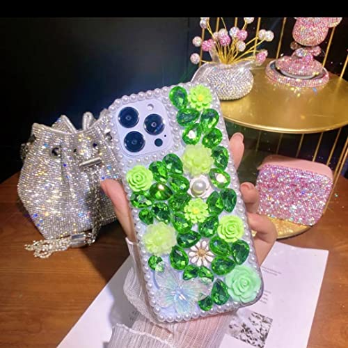 redecarie for Galaxy S9 Plus Diamond Bling Case,Crystal Rhinestone Floral Women Girls Cute 3D Glitter Shiny Sparkle Protective Phone Case for Samsung Galaxy S9 Plus