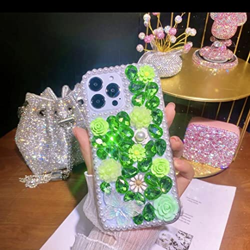 redecarie for Galaxy S9 Plus Diamond Bling Case,Crystal Rhinestone Floral Women Girls Cute 3D Glitter Shiny Sparkle Protective Phone Case for Samsung Galaxy S9 Plus