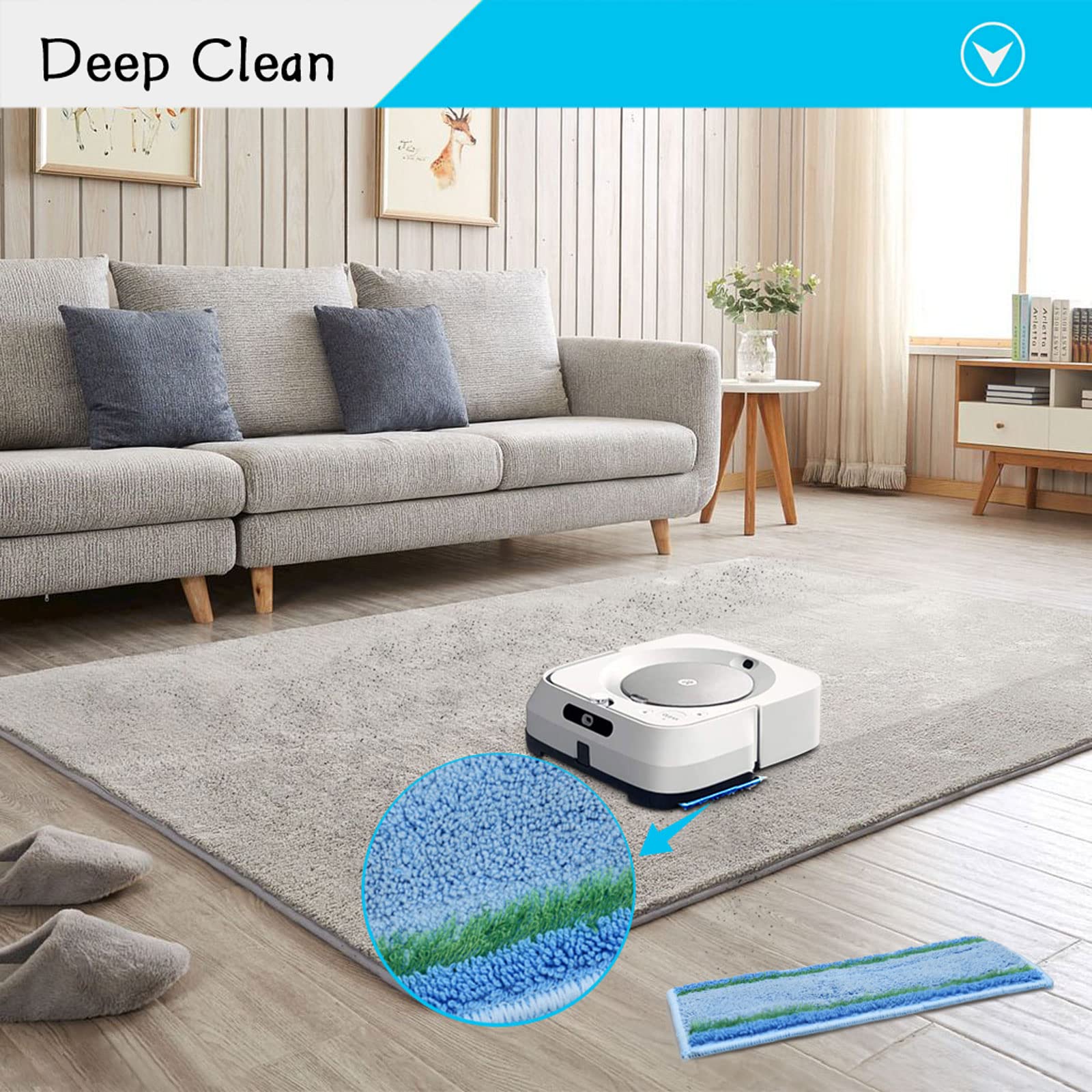 Extolife 8 Pack M6 Mopping Wet Pads for iRobot Braava Jet m6 (6110) (6012) (6112) (6113) Ultimate Robot Mop, Washable and Reusable Microfiber Deep Clean Wet Pads