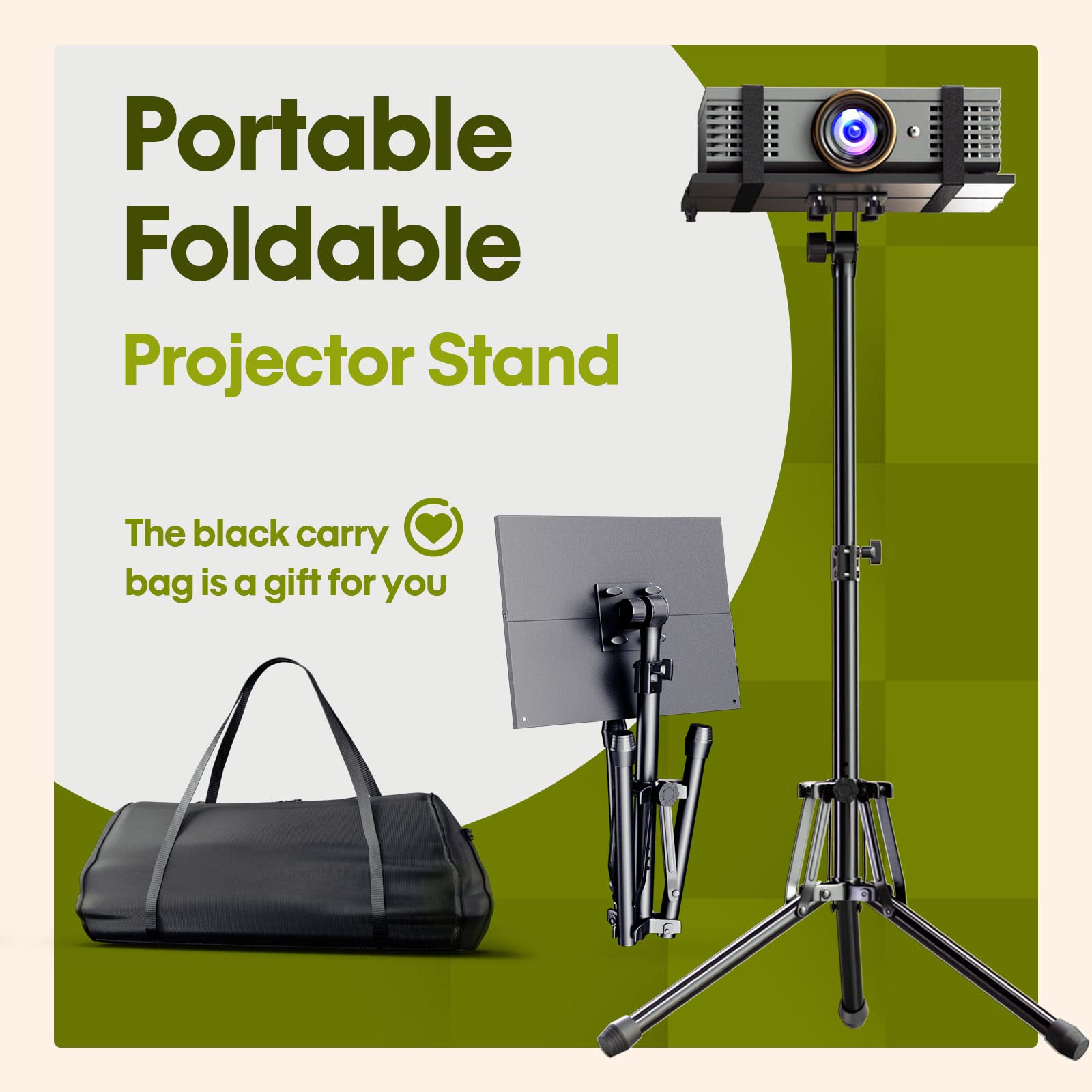 Projector Stand Laptop Tripod Stand - Portable Stand Adjustable Height 20 to 60 Inch, Projector Stand with Gooseneck Phone Holder & Mouse Tray, Laptop Floor Stand for Podium, Home, Studio, DJ Racks
