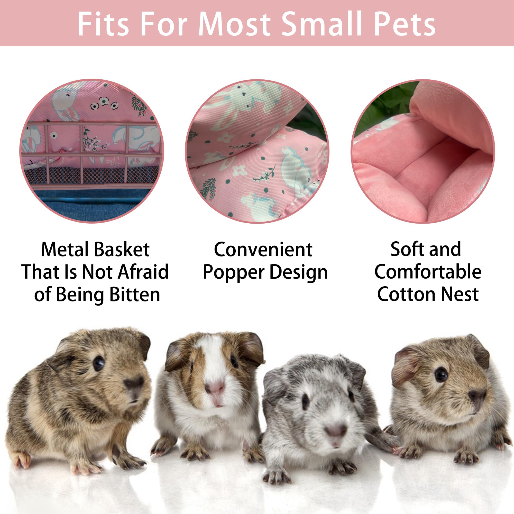 2 Pack Guinea Pig Rat Hammock Metal Year-Round Use,Small Animal Hanging Hammock for Cage Chew Proof,Mini Pet Covered Nest Hammock and Metal Basket for Rat, Mouse, Chinchilla, Ferret