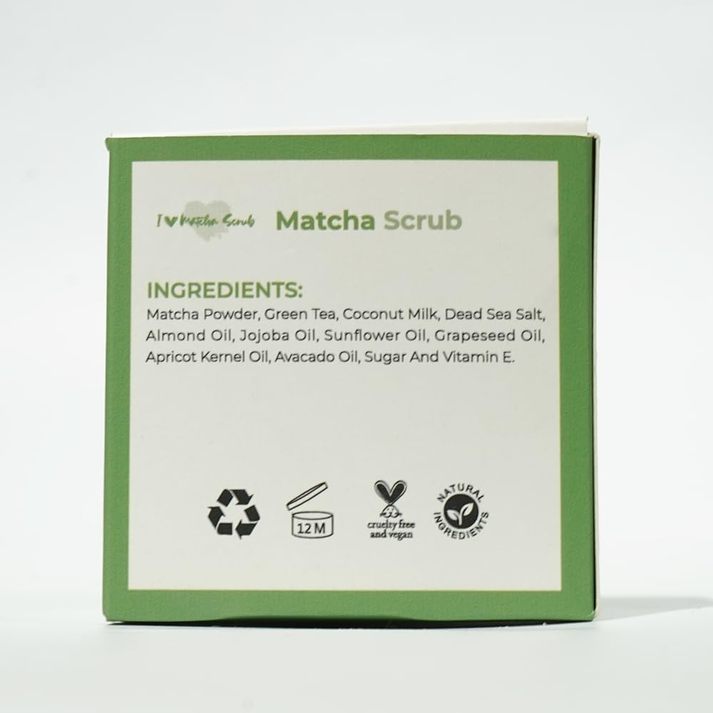 Liyalan Matcha Body Scrub Green Tea Exfoliating Body Scrubs for Acne, Smooth Skin,Moisturizing Body, Face, Hand, Foot Scrub