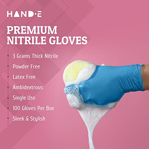 Hand-E Touch Disposable Blue Nitrile Gloves X Small 1000 Count - Latex Free Gloves, Powder Free, Medical Exam, Cooking