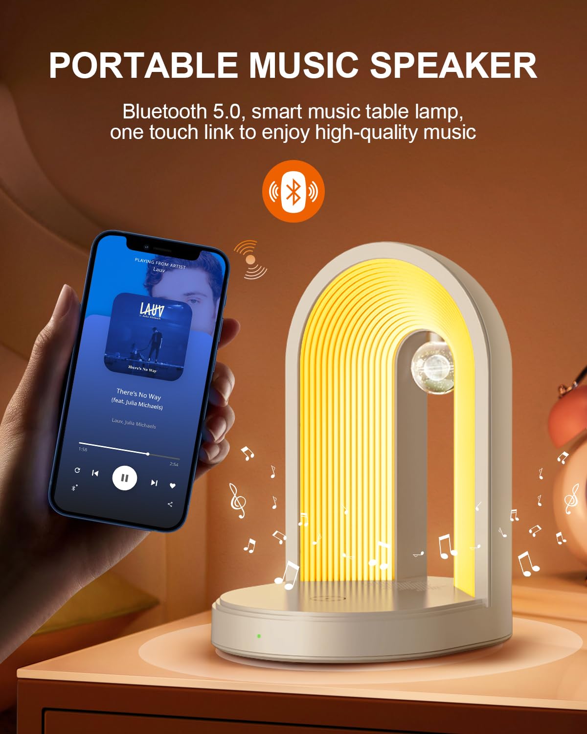 UMUTOO 3 in 1 Charger Station with Wireless Phone Charger, LED Night Light, Bluetooth Speaker,Portable Dimmable Music Speaker Charger Touch Lamp. Birthday Present for Women,Men, Mom, Dad. (White)