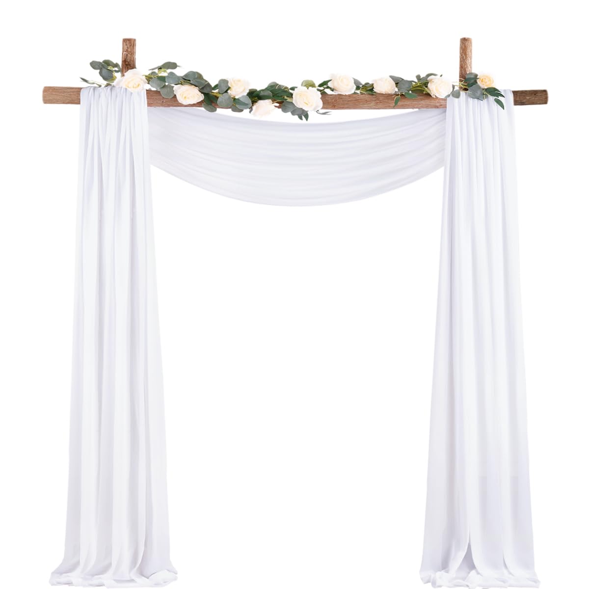 Socomi Wedding Arch Draping Fabric 1 Panel 29" x 19Ft White Sheer Chiffon Curtain Drapes 6 Yards for Wedding Ceremony Birthday Party Decoration
