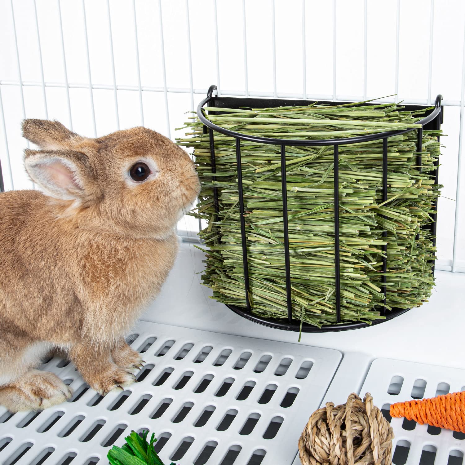 Oiibo Rabbit Hay Feeder, Less Wasted Guinea Pig Hay Feeder Bunny Hay Feeders with Heavy Duty Metal Frame Hay Holder Rack for Guinea Pigs, Rabbit, Chinchilla, Bunny