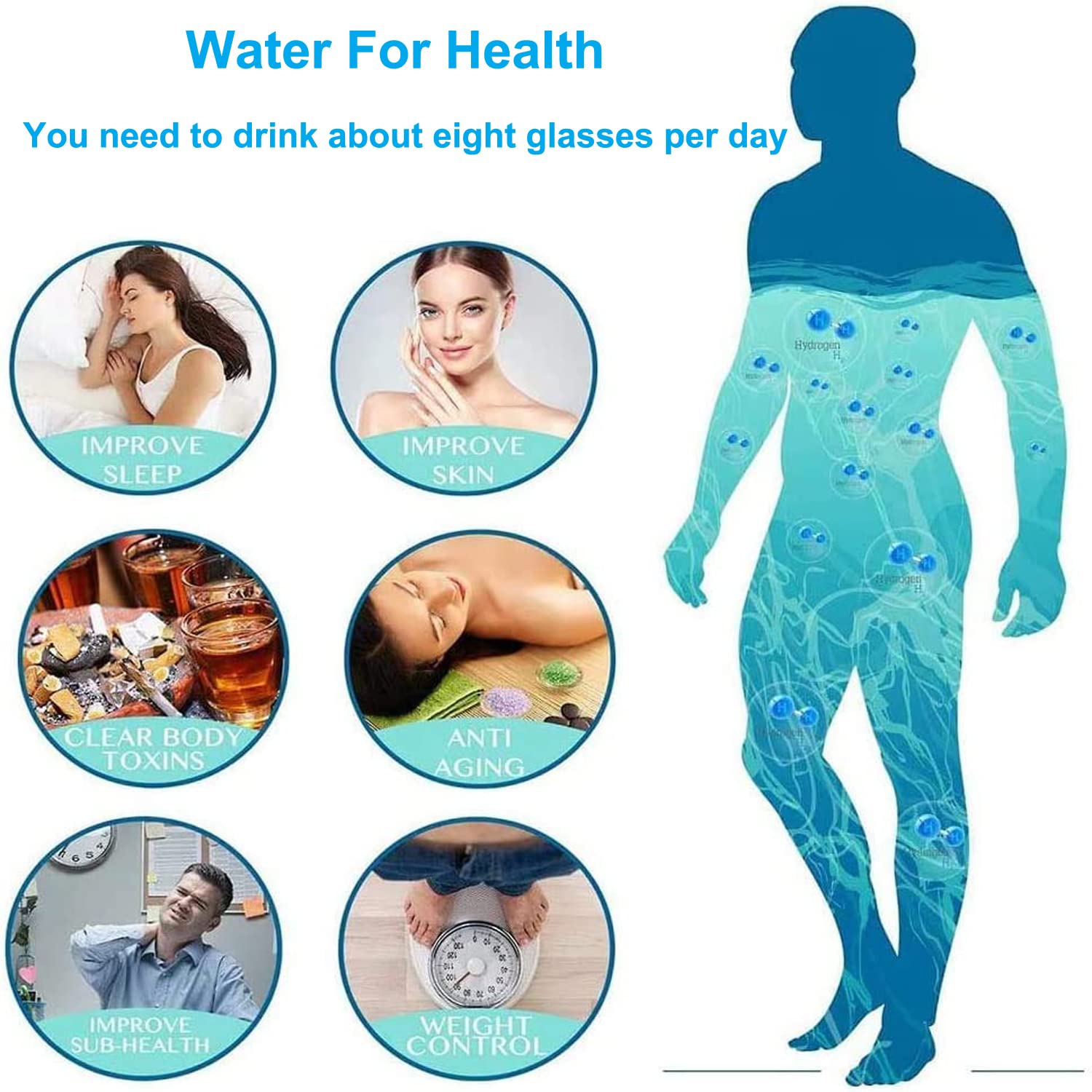 [Upgrade Version] Xglysmyc Portable Rechargeable Hydrogen Water Generator Bottle with New SPE and PEM Technology,Glass Hydrogen Water Machine Ionizer Health Cup for Home Office Travel Use