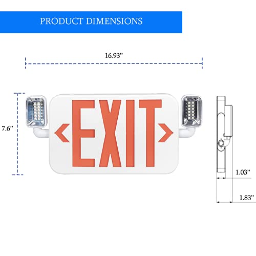 Ciata 6 Pcs. Ultra Bright Slim Rechargeable Indoor Exit Lights, Emergency Light Combo Sign Fixture Hardwired with Battery Powered Backup, Fire Exit Sign with Lights, Led Exit Signs with Battery Backup