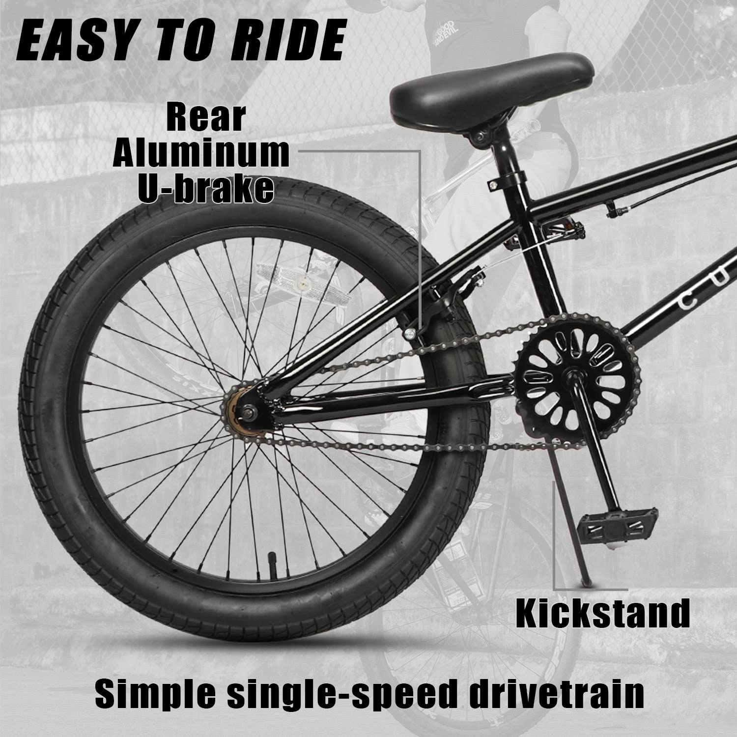 cubsala Freestyle BMX Bike, 18 Inch Kids Bicycle for 5-9 Years Old Kids and Beginner Level Rider, Black