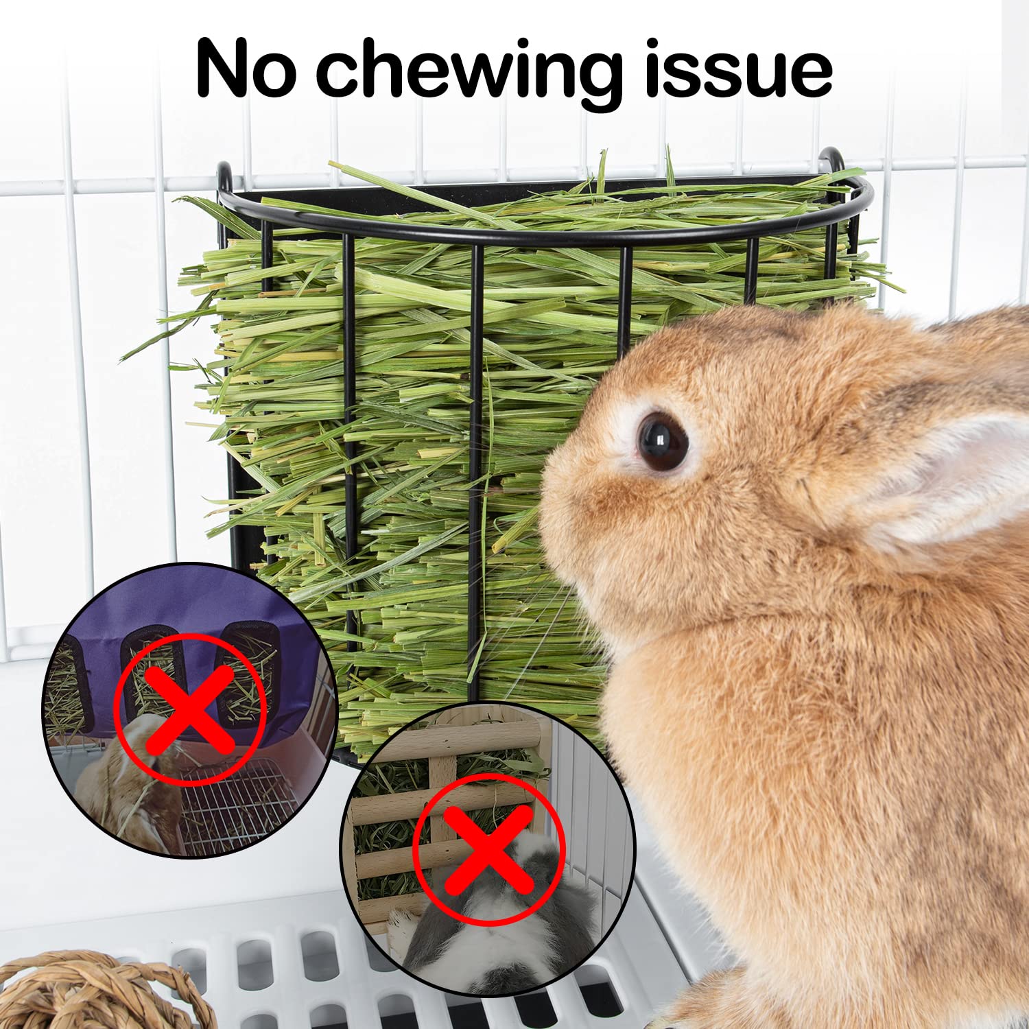 Oiibo Rabbit Hay Feeder, Less Wasted Guinea Pig Hay Feeder Bunny Hay Feeders with Heavy Duty Metal Frame Hay Holder Rack for Guinea Pigs, Rabbit, Chinchilla, Bunny