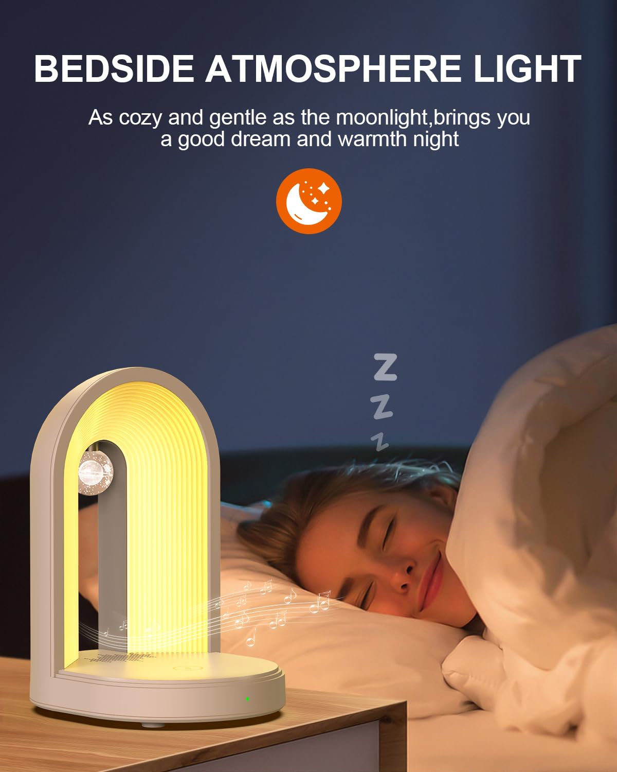UMUTOO 3 in 1 Charger Station with Wireless Phone Charger, LED Night Light, Bluetooth Speaker,Portable Dimmable Music Speaker Charger Touch Lamp. Birthday Present for Women,Men, Mom, Dad. (White)