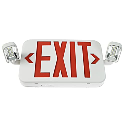 Ciata 6 Pcs. Ultra Bright Slim Rechargeable Indoor Exit Lights, Emergency Light Combo Sign Fixture Hardwired with Battery Powered Backup, Fire Exit Sign with Lights, Led Exit Signs with Battery Backup