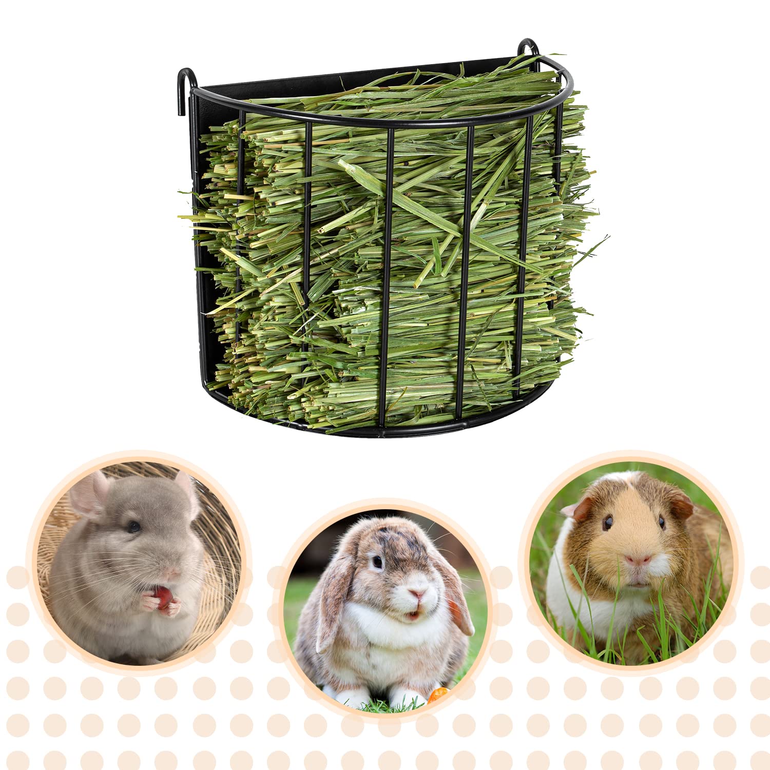 Oiibo Rabbit Hay Feeder, Less Wasted Guinea Pig Hay Feeder Bunny Hay Feeders with Heavy Duty Metal Frame Hay Holder Rack for Guinea Pigs, Rabbit, Chinchilla, Bunny