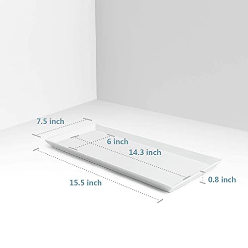 Sweese 702.101 Rectangular Porcelain Platters, Serving Trays for Parties - 13.8 Inch, Set of 4, White