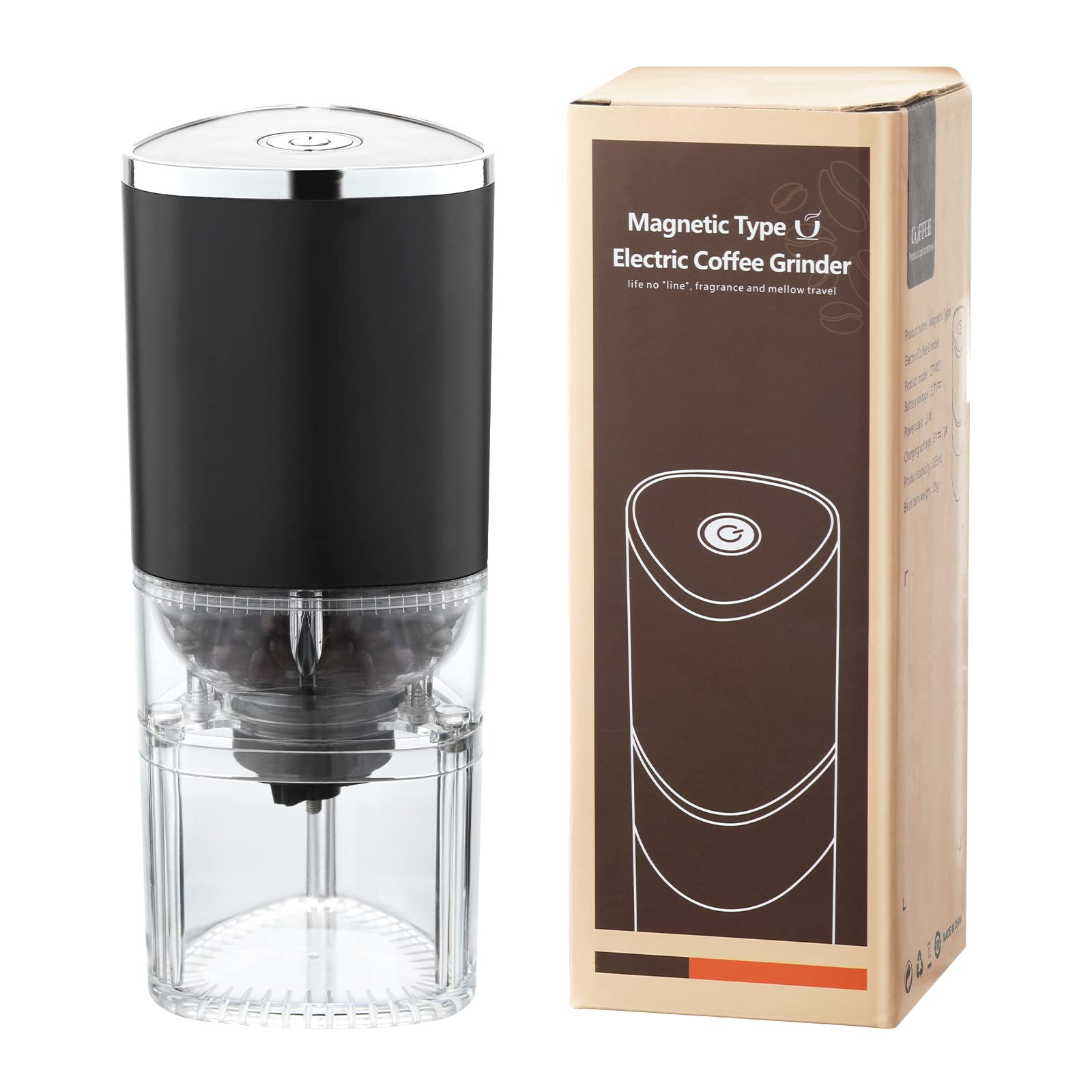 KMYC Coffee Grinder Electric Rechargeable, Bean Grinders for Espresso Coffee Maker and Spice Salt Pepper, Coarse Fine Adjustable Grinding Setting, Small Size Portable and Cordless