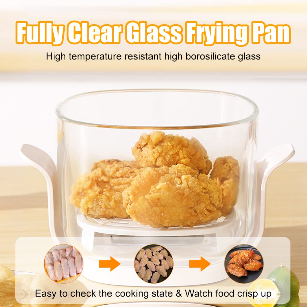 WOOLALA 360° Visible Glass Air Fryer, 2.5-Qt Air Fryers Oven Oil-free Low Fat Cooking, Compact Air Fryer with Automatic Timer and Temperature Control, Great for 1-3 People Use