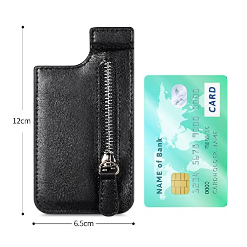 POEGZOMI Adhesive Stick On Wallet for Smartphones Leather Phone Card Holder for Women,Men (Black)
