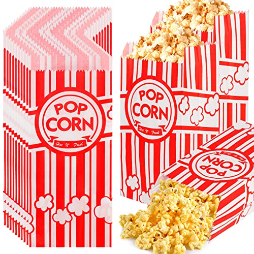 SUPWISER 500 Pcs Popcorn Bags, 1 Oz Movie Night Paper Popcorn Bags Bulk Individual Servings for Popcorn Machine Kitchen Party Movie Theater, Carnival Party, Decorations Supplies (500)