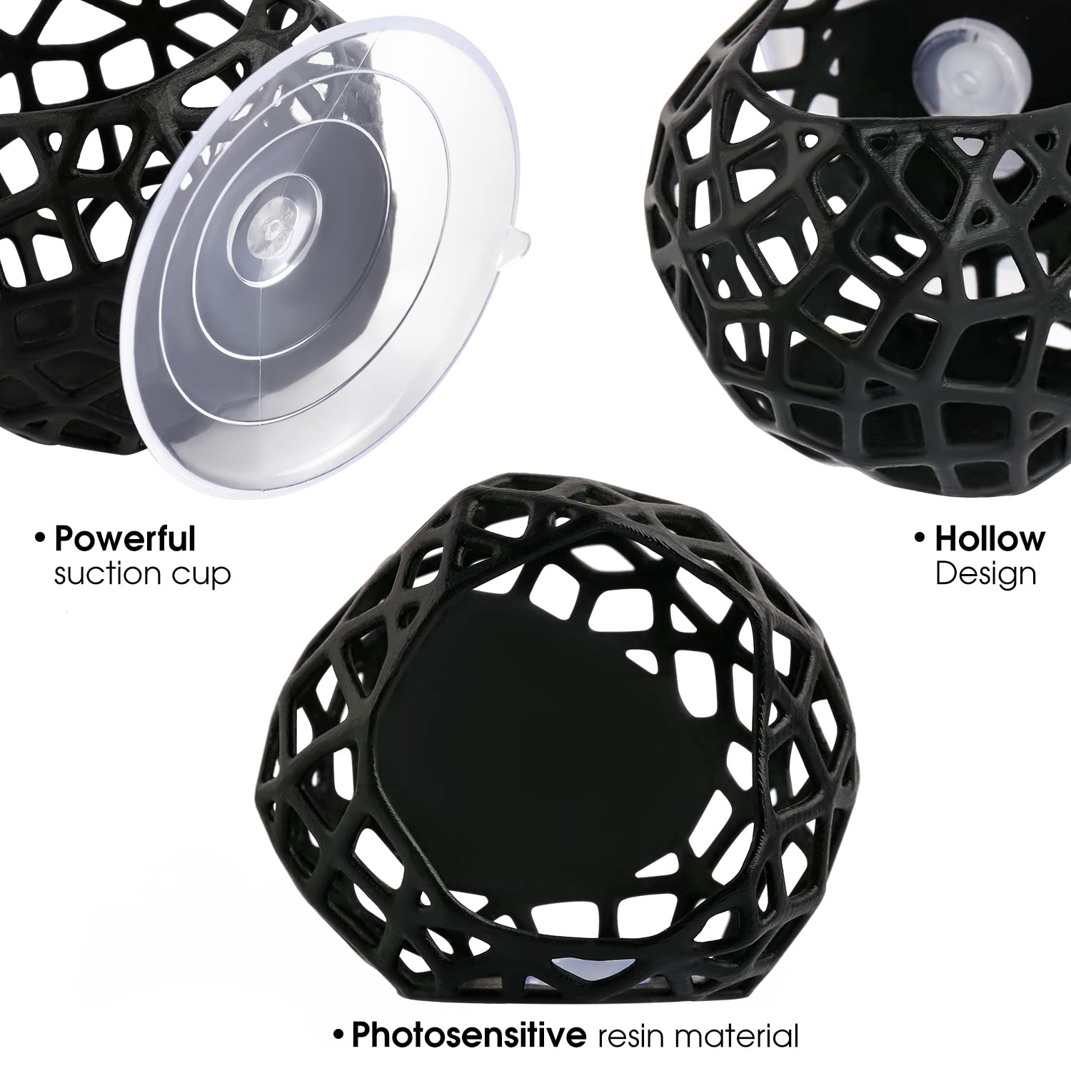 Aquarium Plant Holder, Fish Tank Plant Holder with Suction Cups, Aquarium Planter Cup, Hanging Aquarium Planter Cups, for Aquatic Plant Cultivation and Water Feature Decoratio(Black)