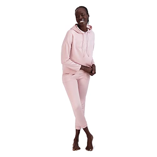 Rae Dunn Women's Matching Lounge Set with Pullover Long Sleeve Graphic Sweatshirt and Drawstring Sweatpants with Pockets 2 Piece, Pink Clay, Large