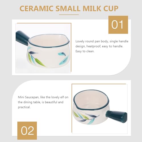 Veemoon Ceramic Milk Cup Coffee Warmers Chocolate Melter Pot Butter Melting Pot Cheese Pot Small Soup Pot Small Dipping Bowls Ceramic Sauce Pan Mini Ceramic Saucepan Mini Sauce Pan Enamel