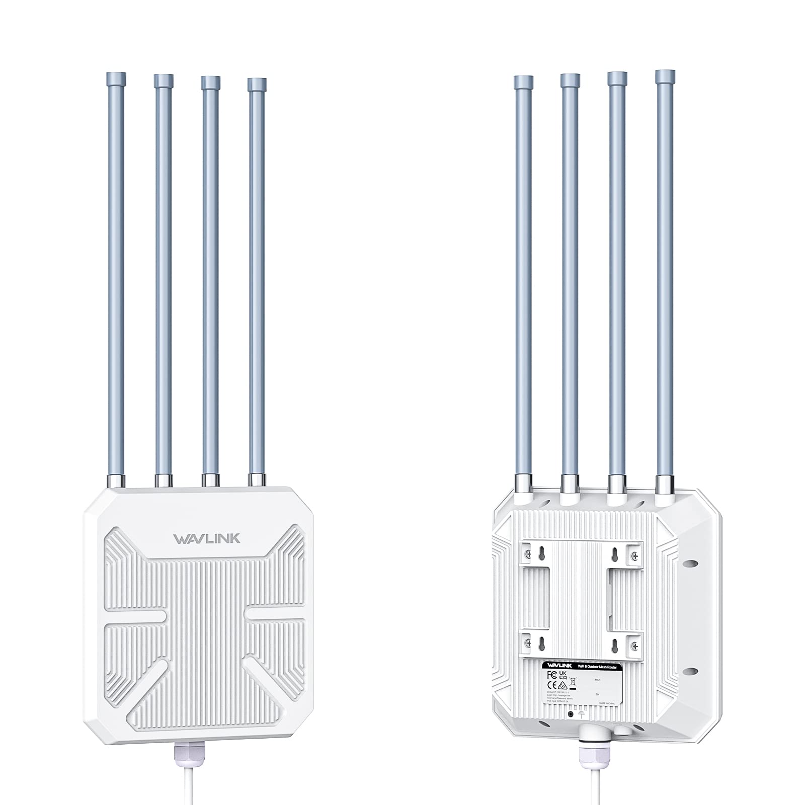 WAVLINK Outdoor WiFi 6 Wireless Access Point, AX1800 WiFi 6 Extender Long Range, Support Active PoE, 4x8dBi Antennas,Work with Starlink/Repeater/Router,IP67,Up to 128 Devices for Farm,Yard,RV,Campsite