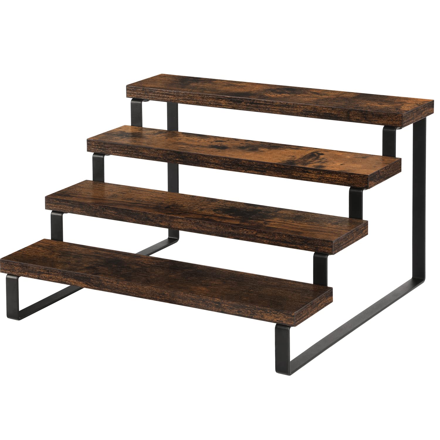 YINMIT Wooden Display Riser Stand, Tiered Perfume and Cologne Organizer Stand, 4 Tier Spice Rack Organizer, Rustic Display Shelf for Candles (4 Tier)