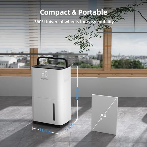HOGARLABS 2000 Sq Ft 30 Pint Dehumidifier for Home Basements Bathroom Bedroom, Dehumidifier with Drain Hose for Medium to Large Room, Intelligent Humidity Control Dehumidifier with Laundry Dry