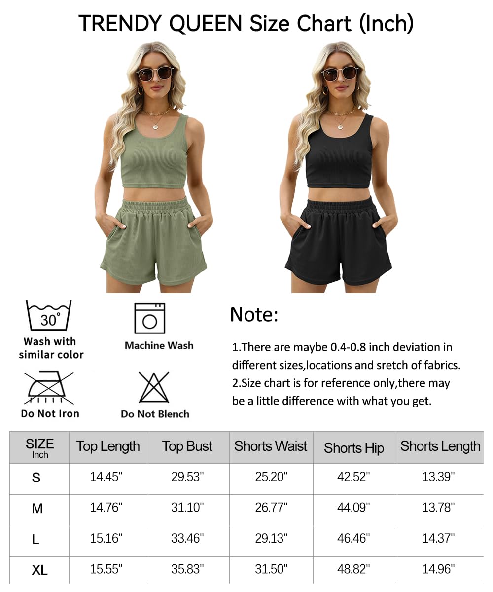 Trendy Queen Two Piece Summer Outfits 2 Piece Sets 2025 Sleeveless Matching Lounge Crop Top High Waisted Short Hotpink XL