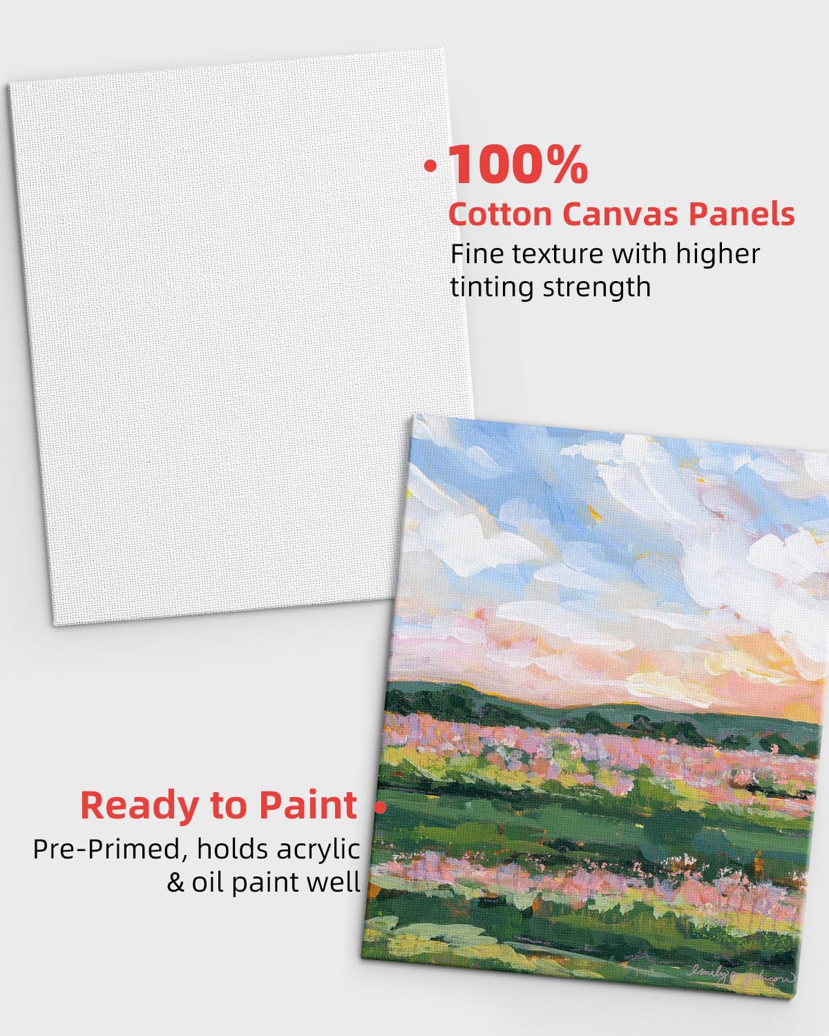 Simetufy 24 Pack 9 x 12 inch Canvas Boards for Painting- 8oz Gesso Primed Acid-Free 100% Cotton Canvas Panels for Acrylics Oil Watercolor Tempera Paints