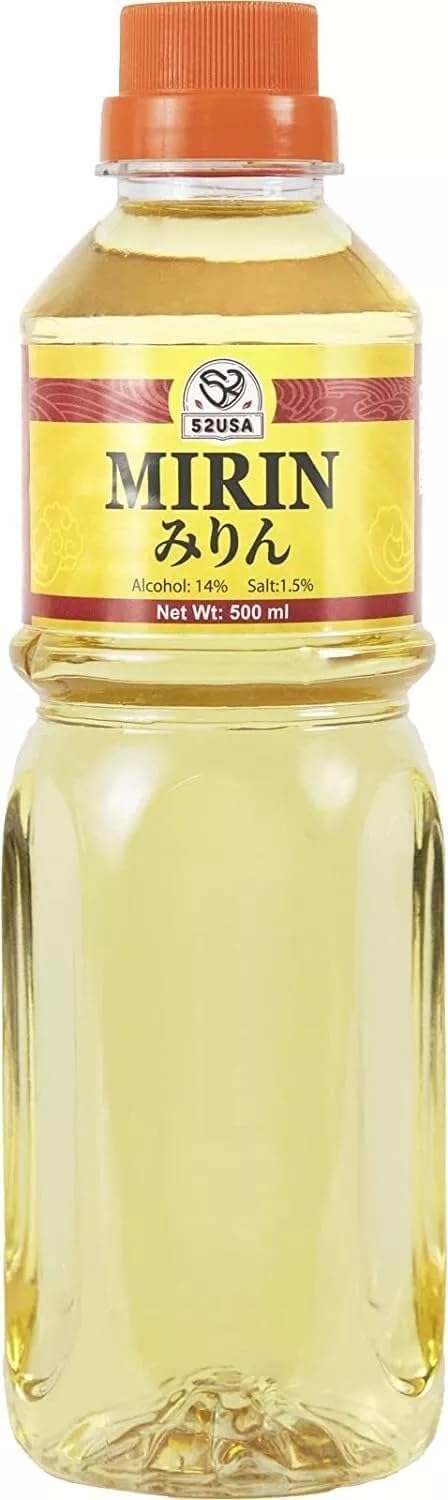 52USA Mirin, Japanese Mirin Cooking Wine, 16.9 FL OZ (Pack of 1), Red Rice Cooking Wine & Seasoning Homemade Sauces, Marinades, Glazes, Salad Dressings, Sushi Rice, Ramen Noodles, Less Sugar and Less Calories, Made with Natural Sugar