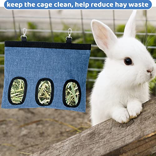 Rabbit Hay Feeder, Guinea Pig Bunny Hay Feeder Bag, Hanging 600D Oxford Fabric Storage Hay Feeder Bag for Rabbit Guinea Pig Chinchilla Small Animal Pets (Blue)