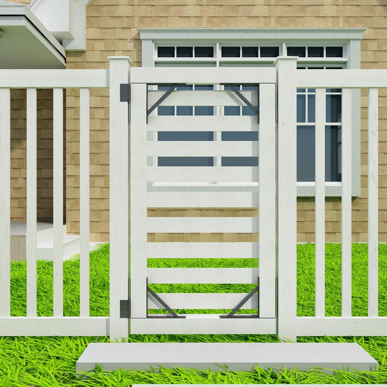 JUBEST Heavy Duty Gate Corner Brace Bracket, Anti Sag Gate Kit Adjustable Gate Hardware for Wooden Fence, Driveway, Corral Gates, Wood Windows(Door Not Include)