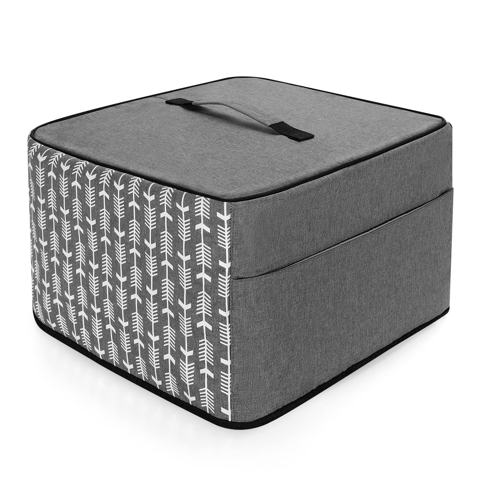 YARWO Slow Cooker Dust Cover Compatible for Hamilton Beach 6-8 qt Slow Cooker and Crock Pot , Dust Cover with Top Handle and Pockets, Gray with Arrow