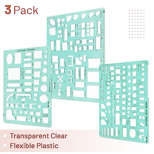 Mr. Pen- House Plan, 3 Pack, Green, Interior Design and Furniture Templates, Drafting Tools and Ruler Shapes for Architecture, Drafting Tools, Architecture Supplies, Drafting Templates