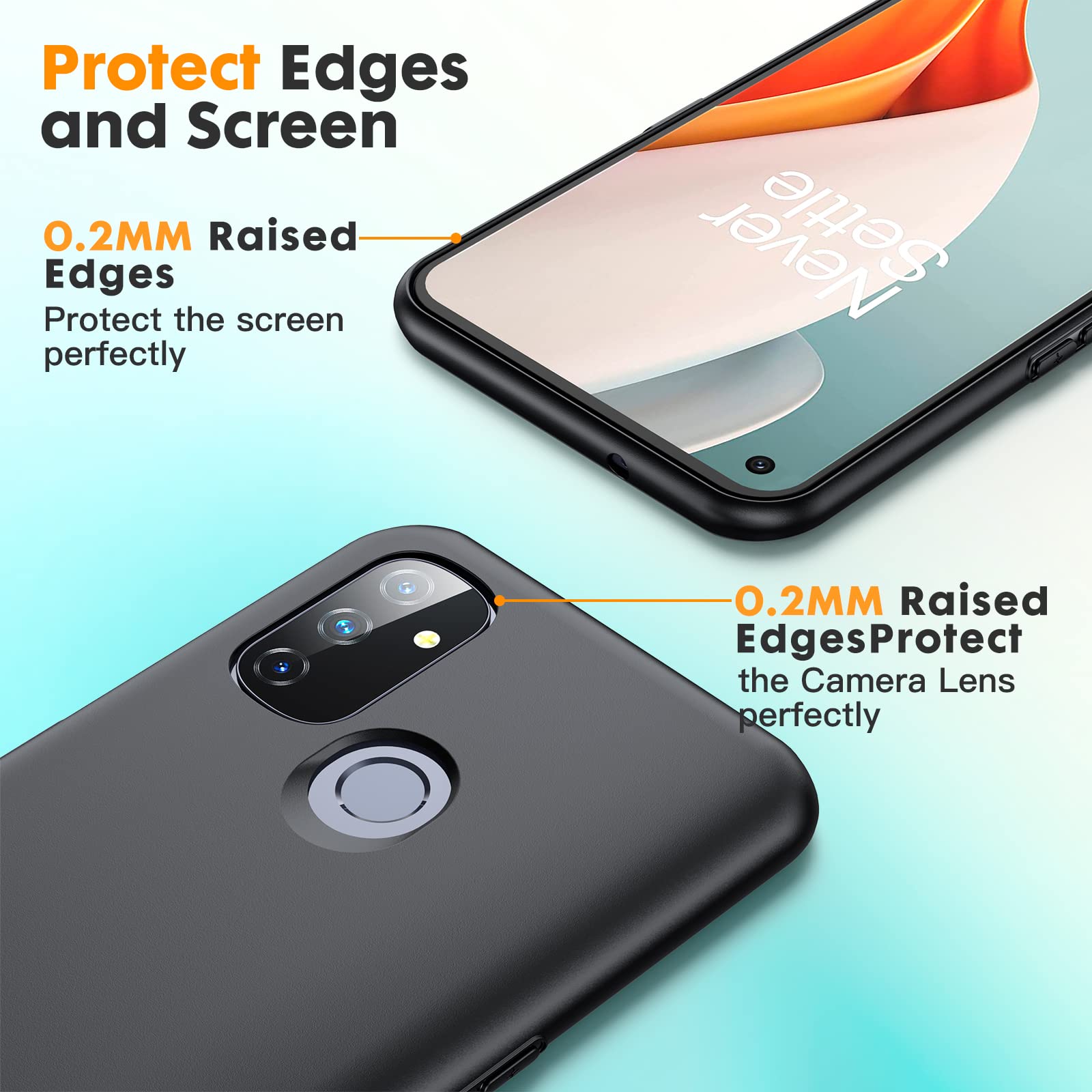 Dioxide Compatible for OnePlus Nord N100 Phone Case with Screen Protector, Soft TPU Silicone Case Shockproof Non-Slip Camera Protective Case Slim Cover for OnePlus Nord N100 Phone Case, Black