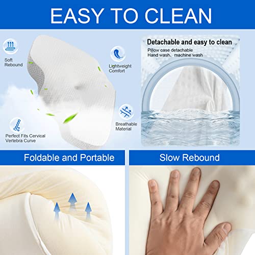 Femont Cervical Memory Foam Pillow,Contour Pillow for Pain Relief Sleeping,Neck Support Sleeping Bed Pillow for Side Back Stomach Sleepers,Breathable Washable Cover,Giftable