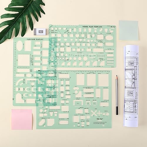 Mr. Pen- House Plan, 3 Pack, Green, Interior Design and Furniture Templates, Drafting Tools and Ruler Shapes for Architecture, Drafting Tools, Architecture Supplies, Drafting Templates