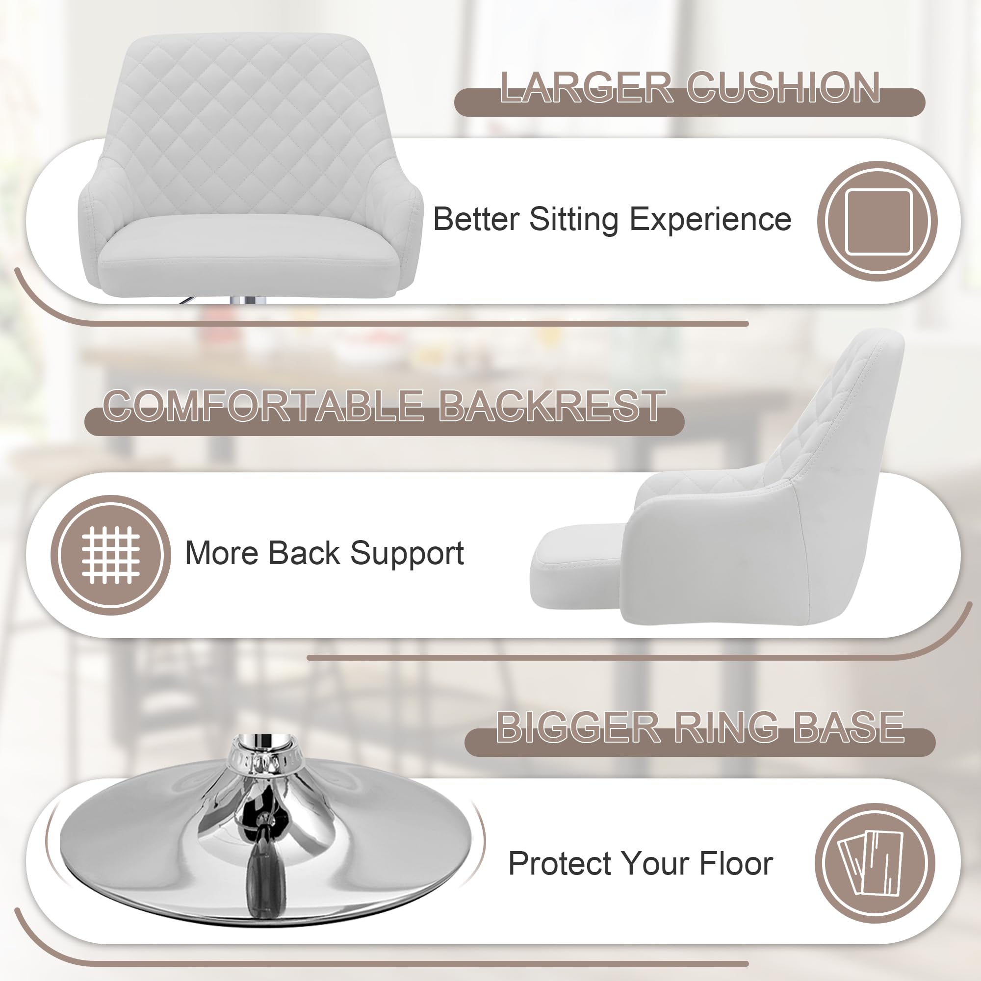 VECELO Adjustable Bar Stools Set of 2, Bar Height Stools for Kitchen Counter