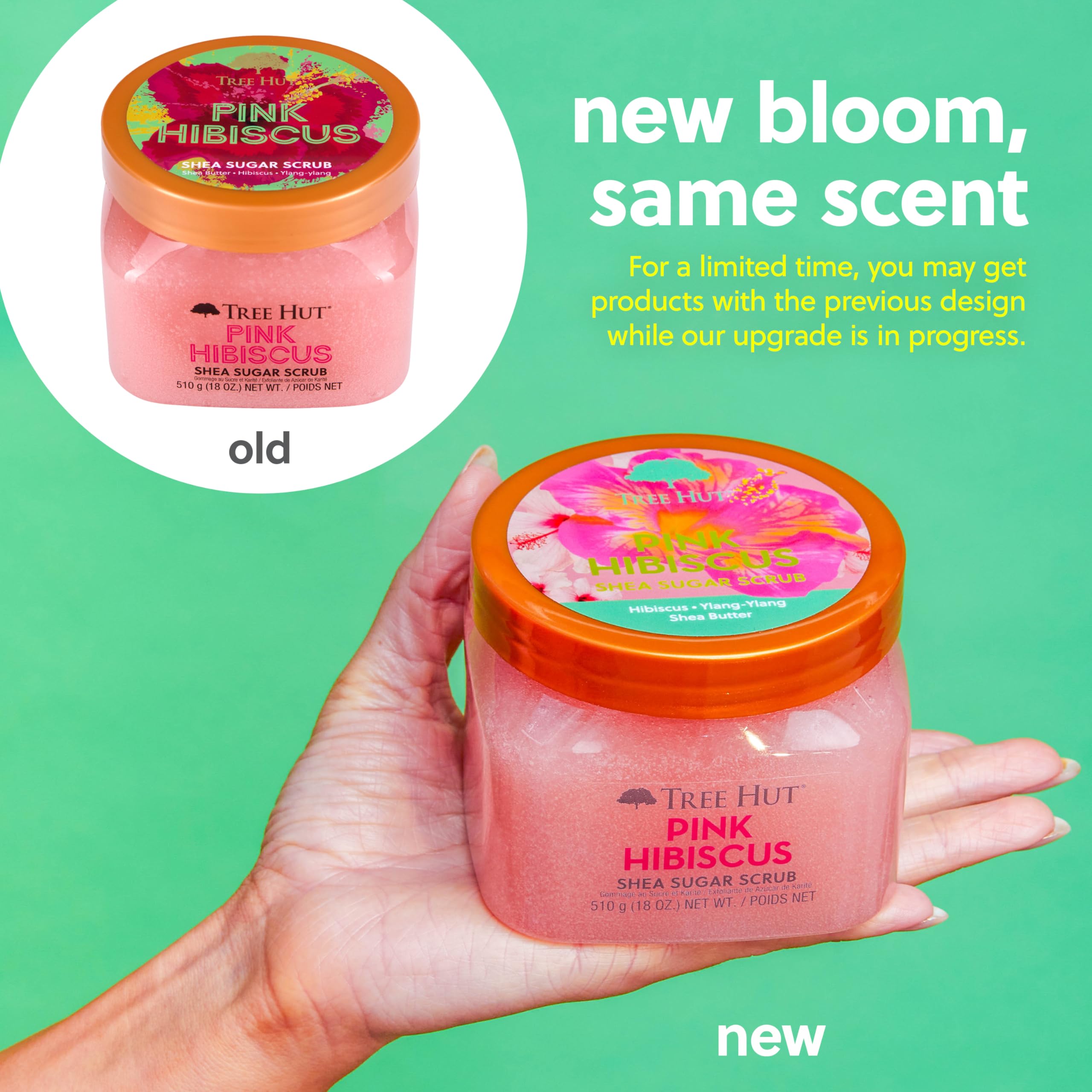 Tree Hut Pink Hibiscus Shea Sugar Scrub | Exfoliating Body Scrub Removes Dead, Dry Skin for a Soft & Hydrated Feel | Nourishing Essential Body Care | 18 fl oz.