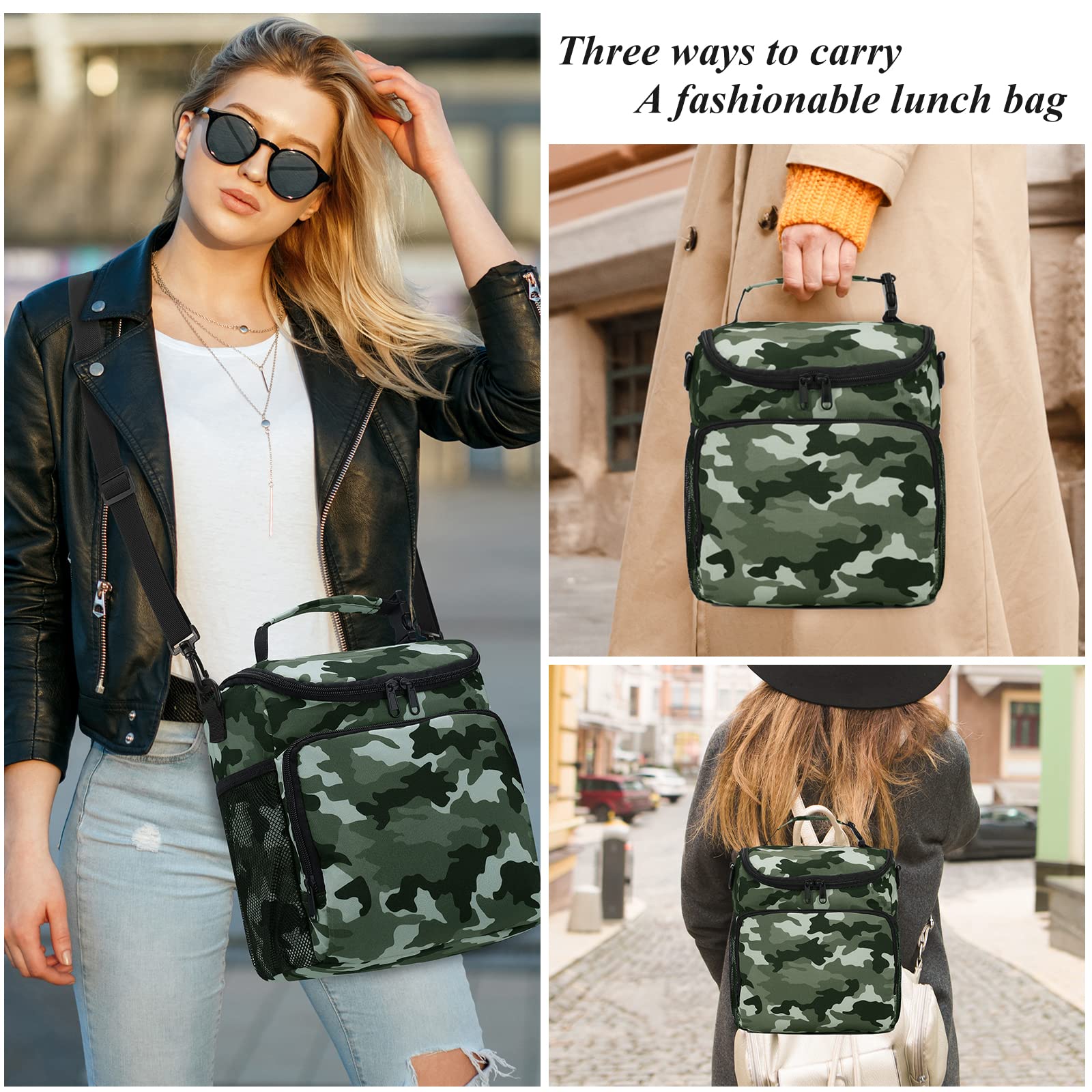 UYLIA Lunch Box for Men,Insulated Lunch Bag Women with Adjustable Shoulder Strap, Cooler Bag with Drinks Holder for Adult Work Picnic Beach Workout