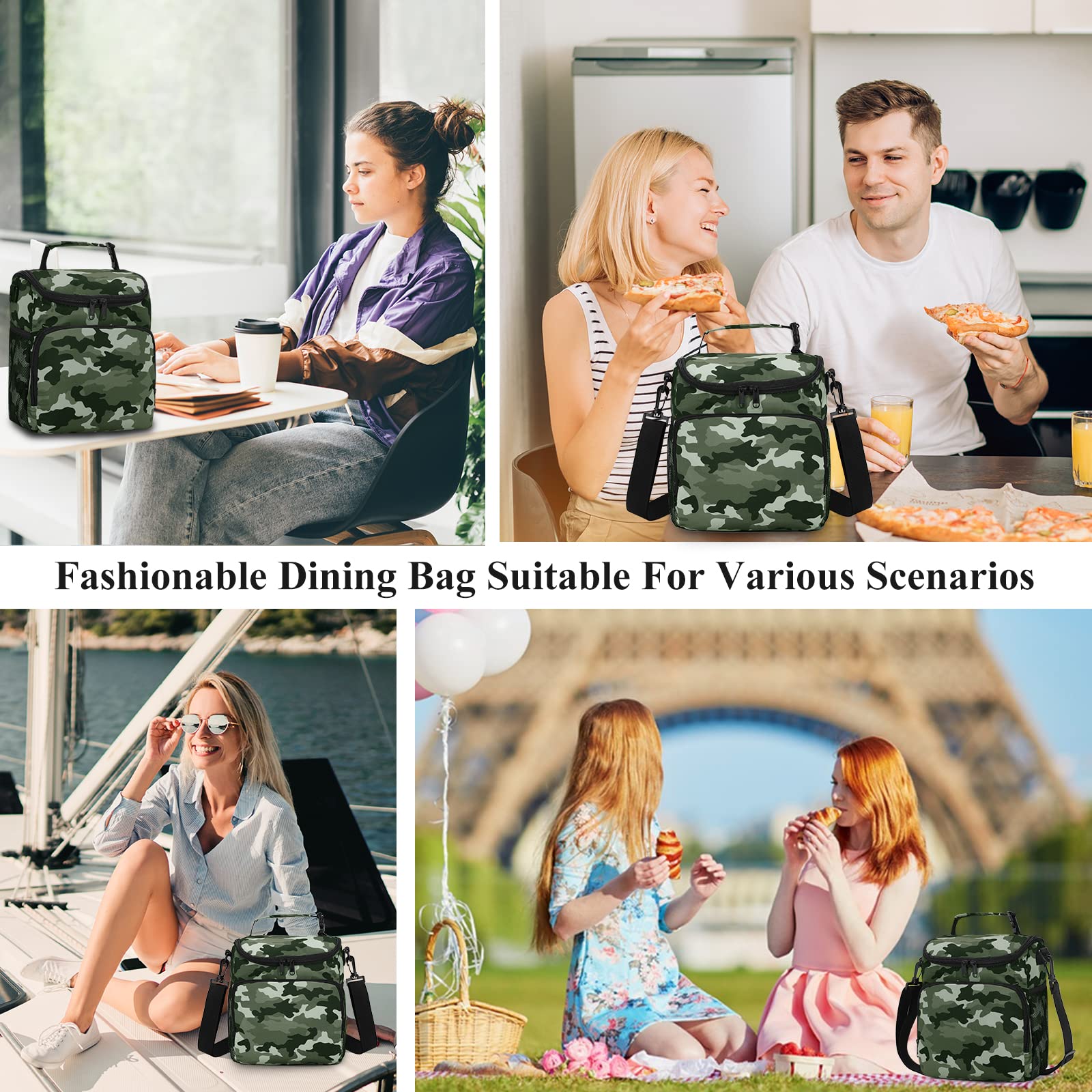 UYLIA Lunch Box for Men,Insulated Lunch Bag Women with Adjustable Shoulder Strap, Cooler Bag with Drinks Holder for Adult Work Picnic Beach Workout
